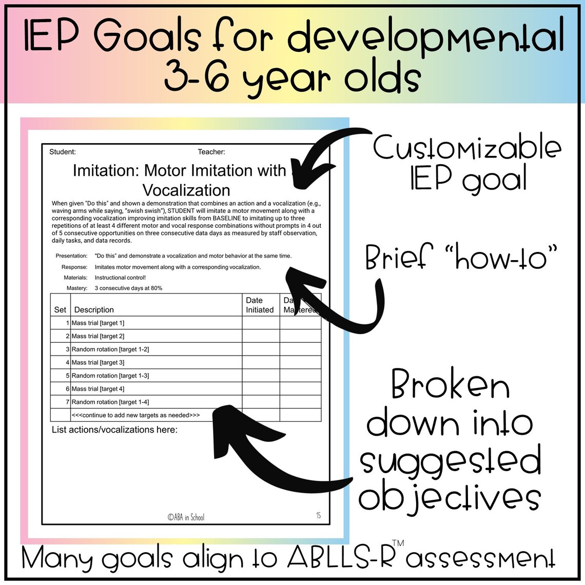 IEP Goals and Objectives Tracking 3-6 Year Old BUNDLE 5 - Etsy