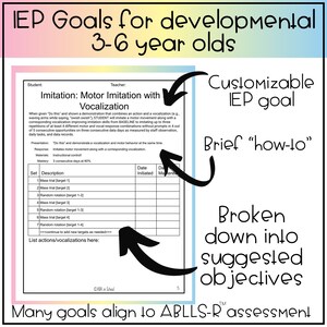 IEP Goals and Objectives Tracking 3-6 Year Old BUNDLE 5 Domains - Etsy