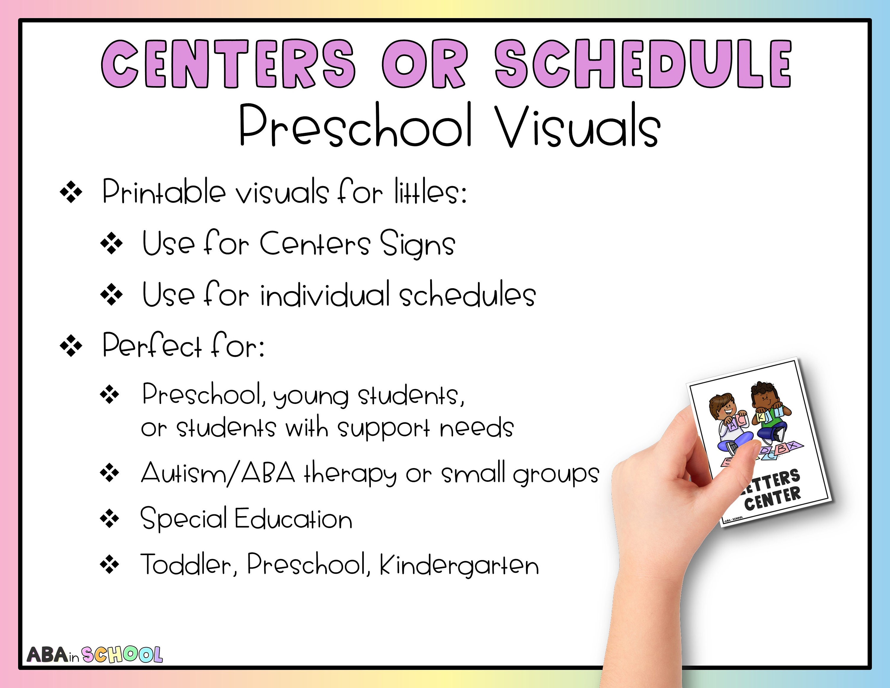 Visual Schedule and Centers Signs Inclusive for Preschool and Special ...