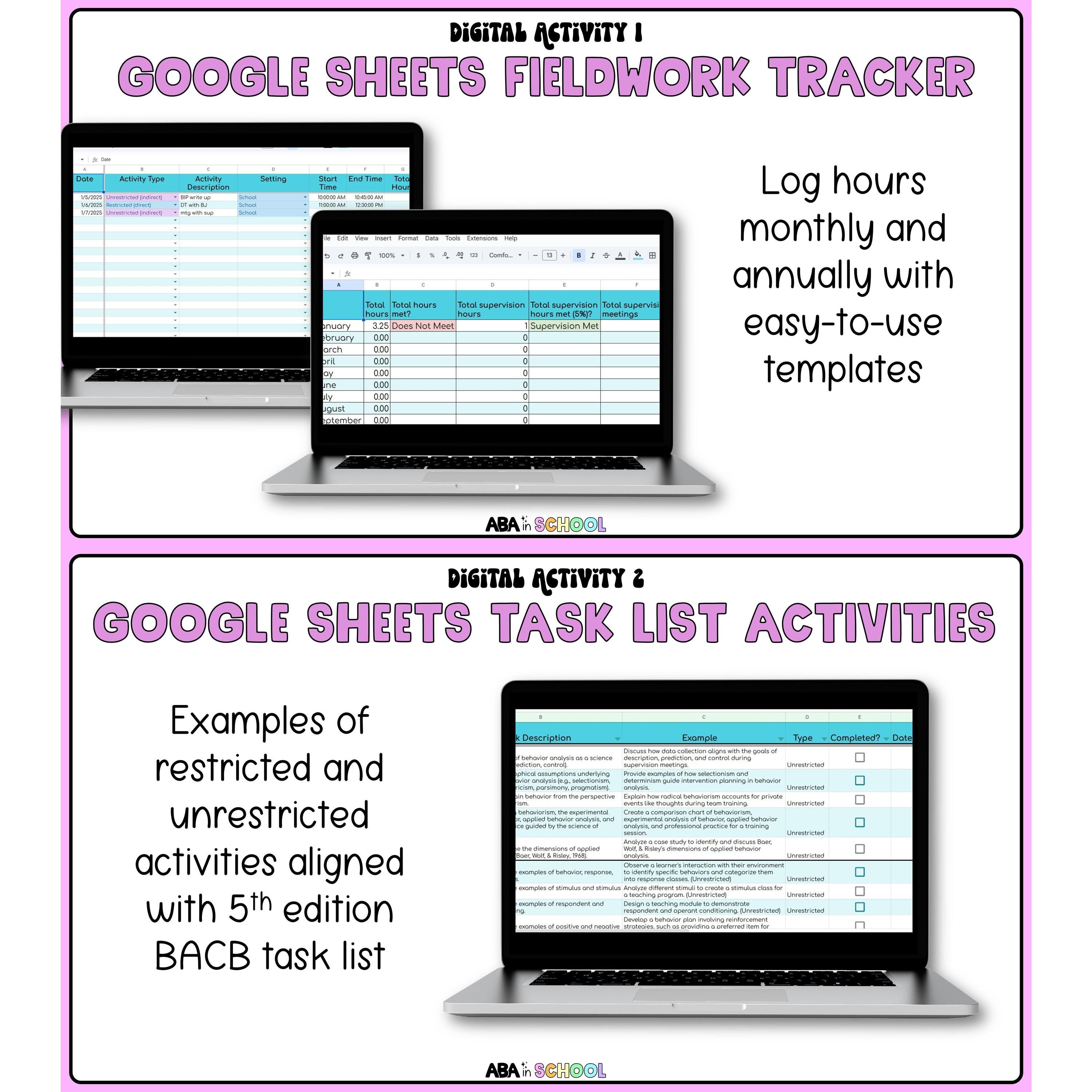BCBA Fieldwork Supervision Tracker: ABA Feedback Forms (digital ...
