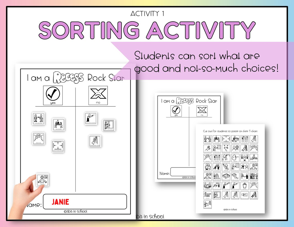 Recess Rules and Behavior Social Skills Visuals Playground Expectations ...