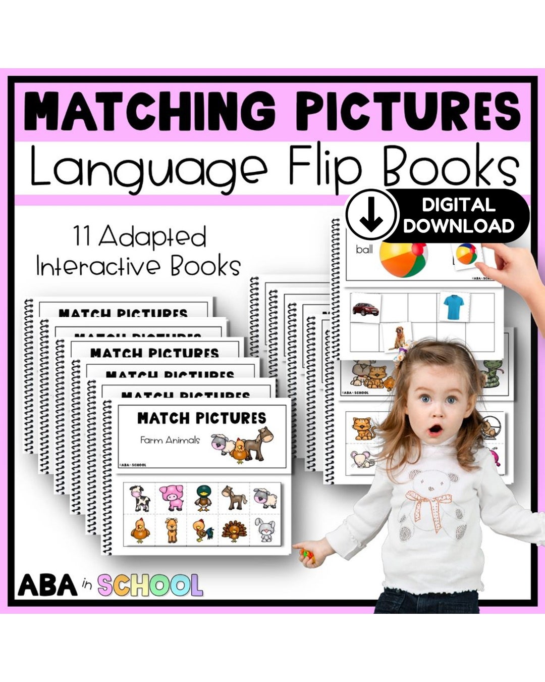 Matching Identical Pictures Flip Books Speech Therapy ABA Special ...