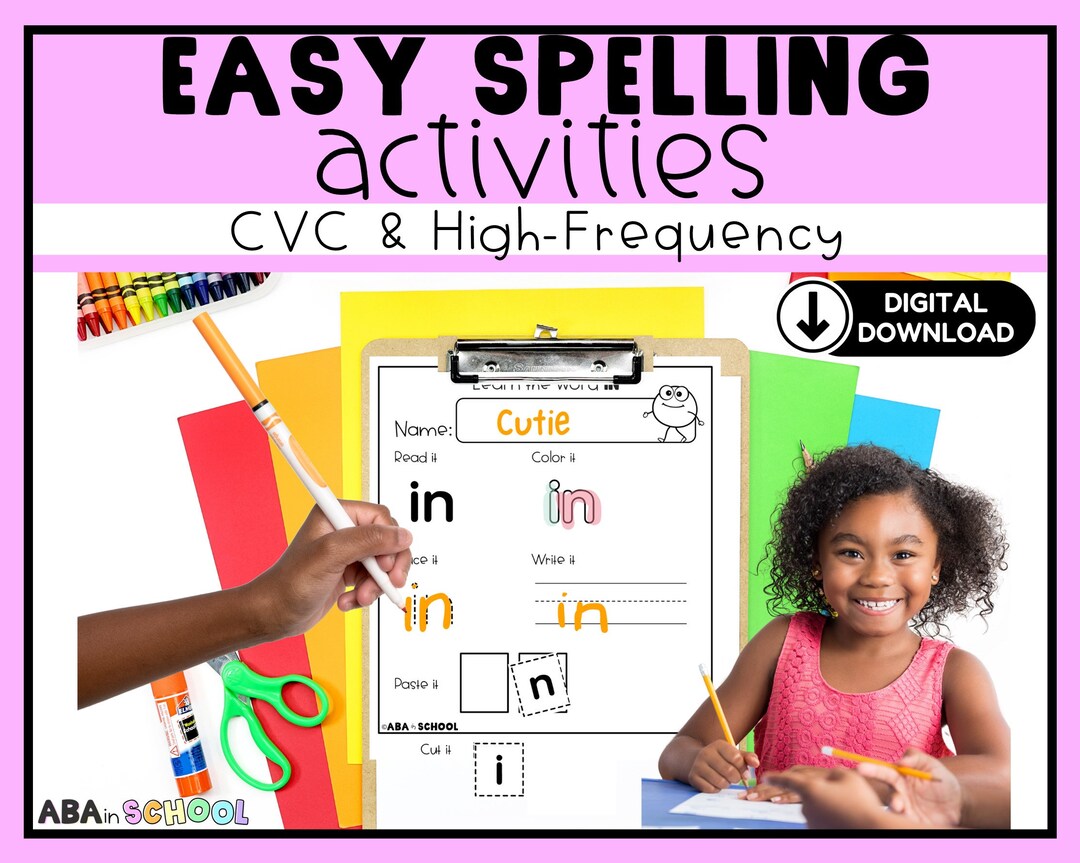 EASY Spelling Activities for CVC Words and High Frequency Worksheets ...