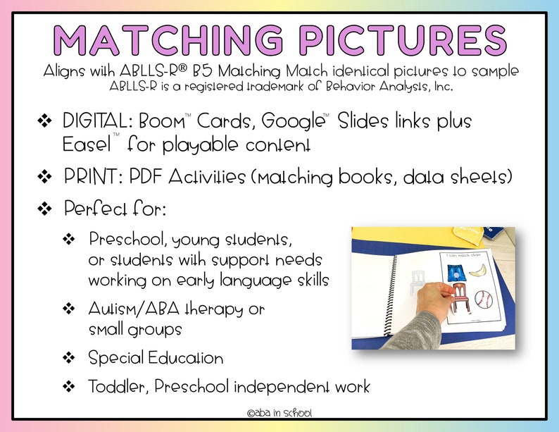 Matching Pictures Visual Discrimination | ABLLS-R Materials B5 ...
