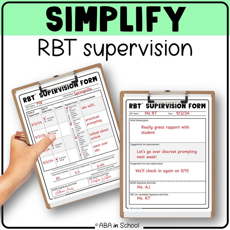 RBT Supervision Tracker - Classroom Behavior Observation Form - Data ...