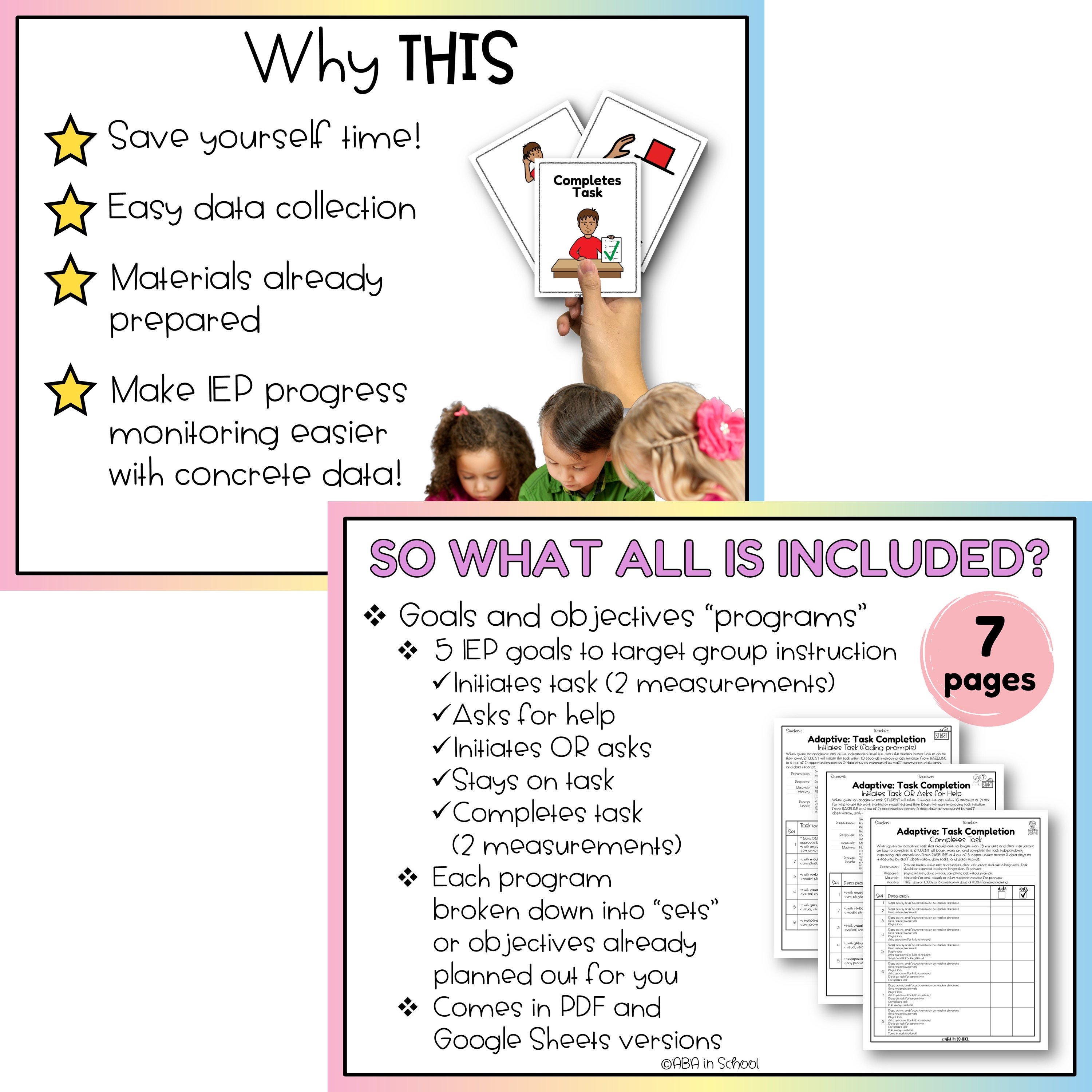 IEP Data Collection Sheet for Work Completion Behavior Chart Preschool ...