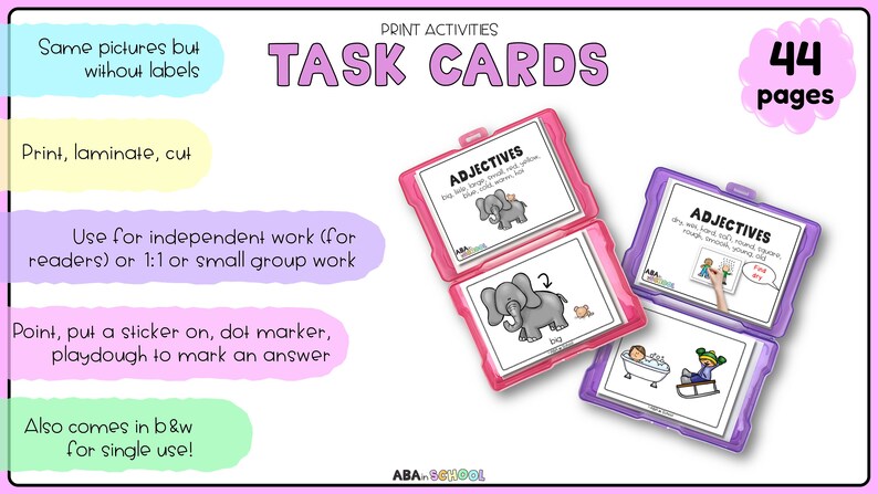 Receptive ADJECTIVES Speech Therapy or ABA ABLLS Assessment Adjective ...