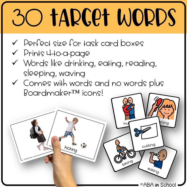 Tarjetas didácticas de verbos de acción para tarjetas de tareas ...