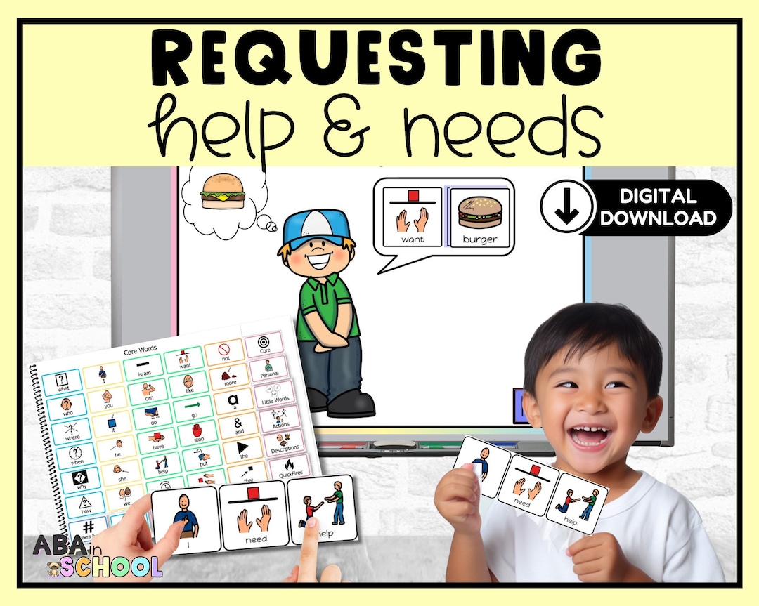 Requesting Help and Needs and Wants Activities Speech Therapy ABA and ...