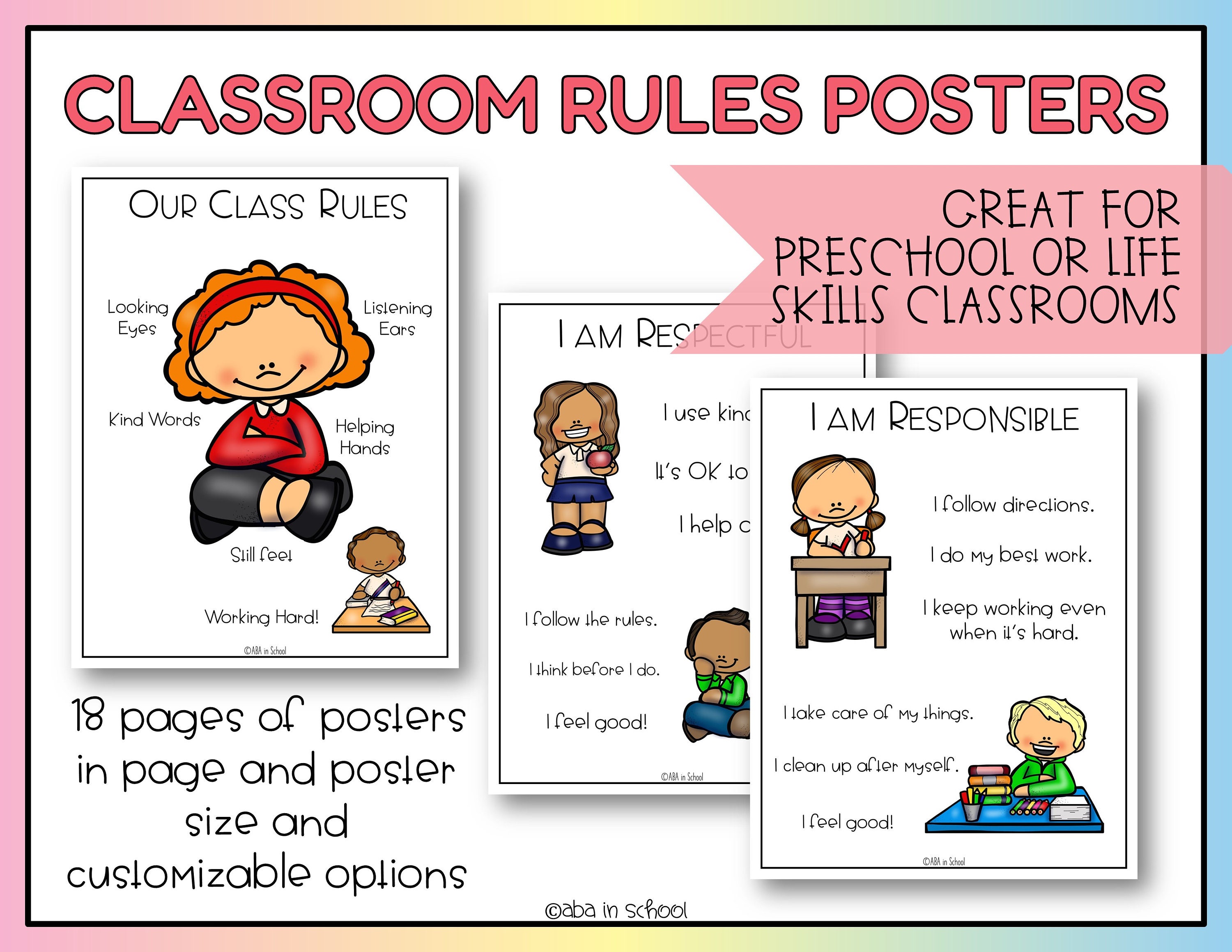Calm Down Corner Visuals: Classroom Rules Posters (digital Download) - Etsy