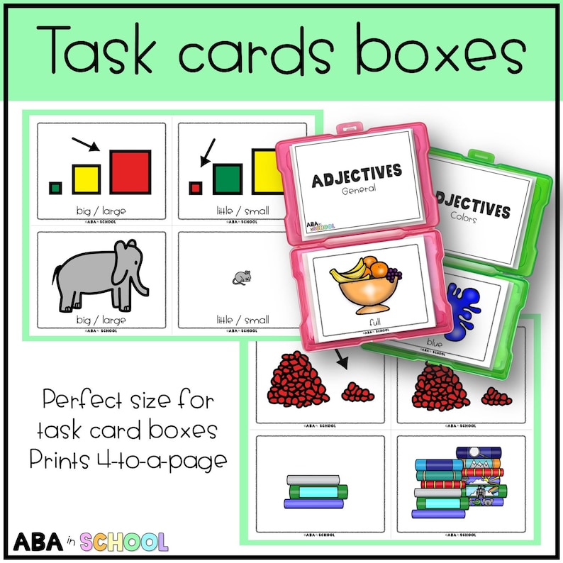 Tarjetas didácticas de adjetivos para actividades de tarjetas de tareas ...