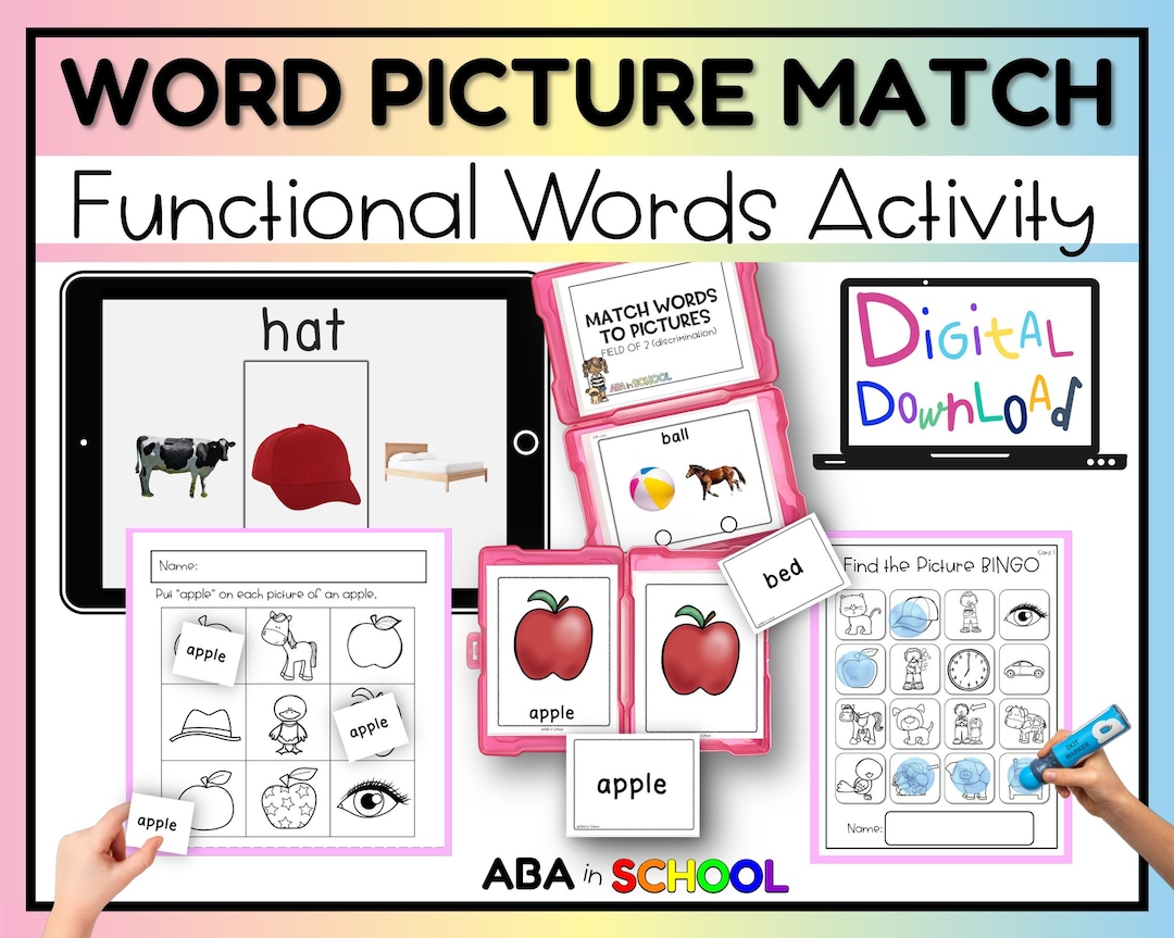 Lista de palabras funcionales de coincidencia de imágenes de palabras ...