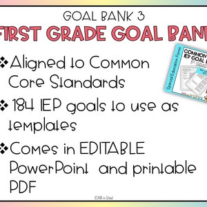 Common Core Standards IEP Goal Bank Preschool and Kindergarten - Etsy