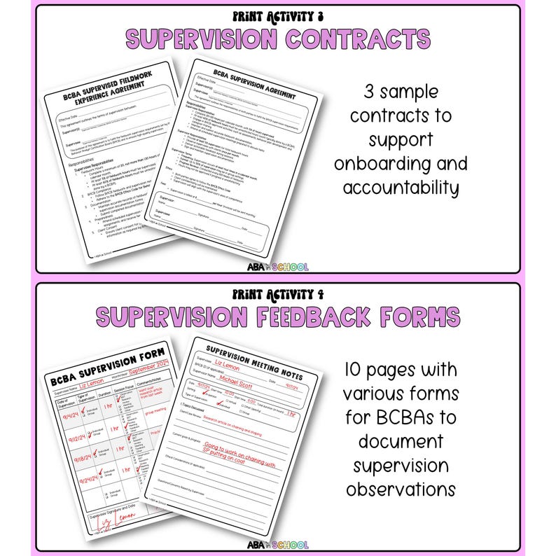 BCBA Fieldwork Supervision Tracker: ABA Feedback Forms (digital ...