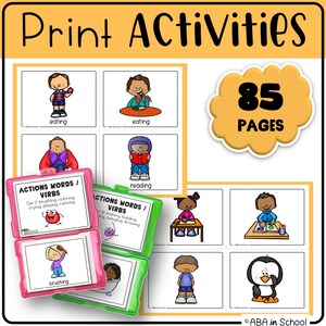 Action Verb Flashcards for Task Cards Activities Speech and Language ...