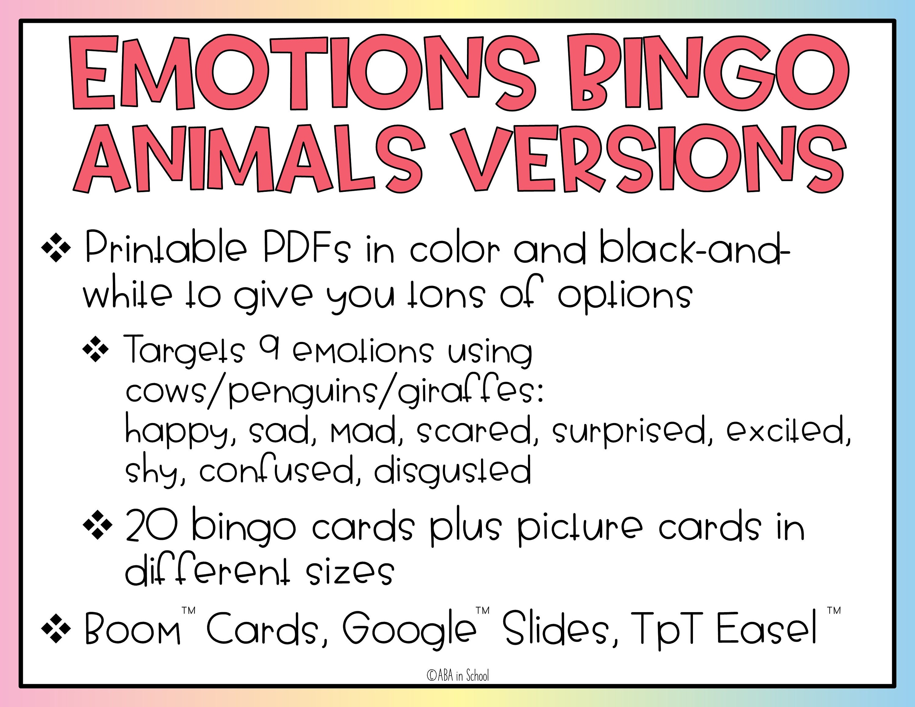 Emotions Bingo Identifying Feelings Digital and Print - Etsy