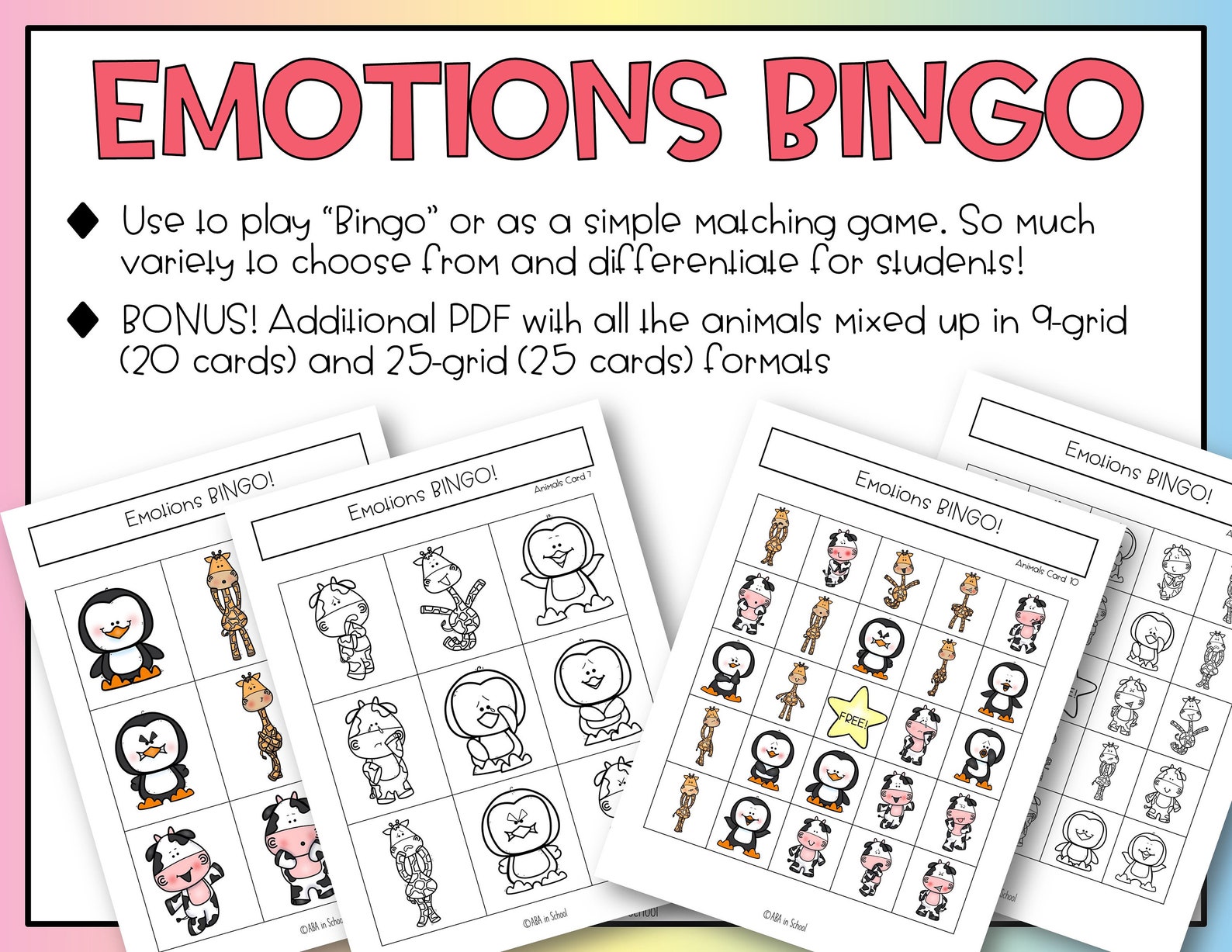 Emotions Bingo Identifying Feelings Digital and Print - Etsy
