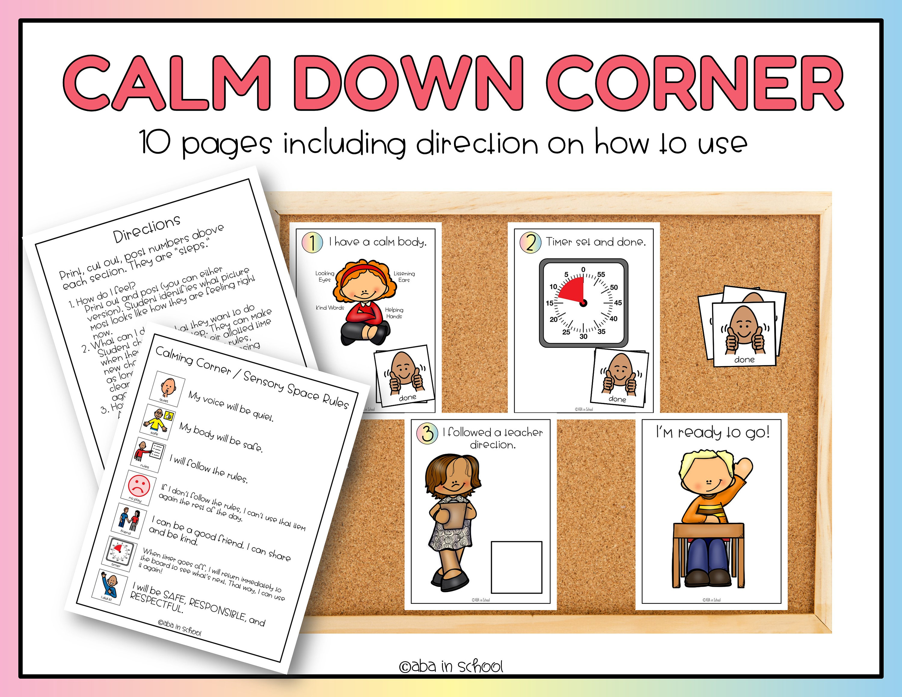 Calm Down Corner Visuals And Classroom Rules Posters For Behavior Management Back To School