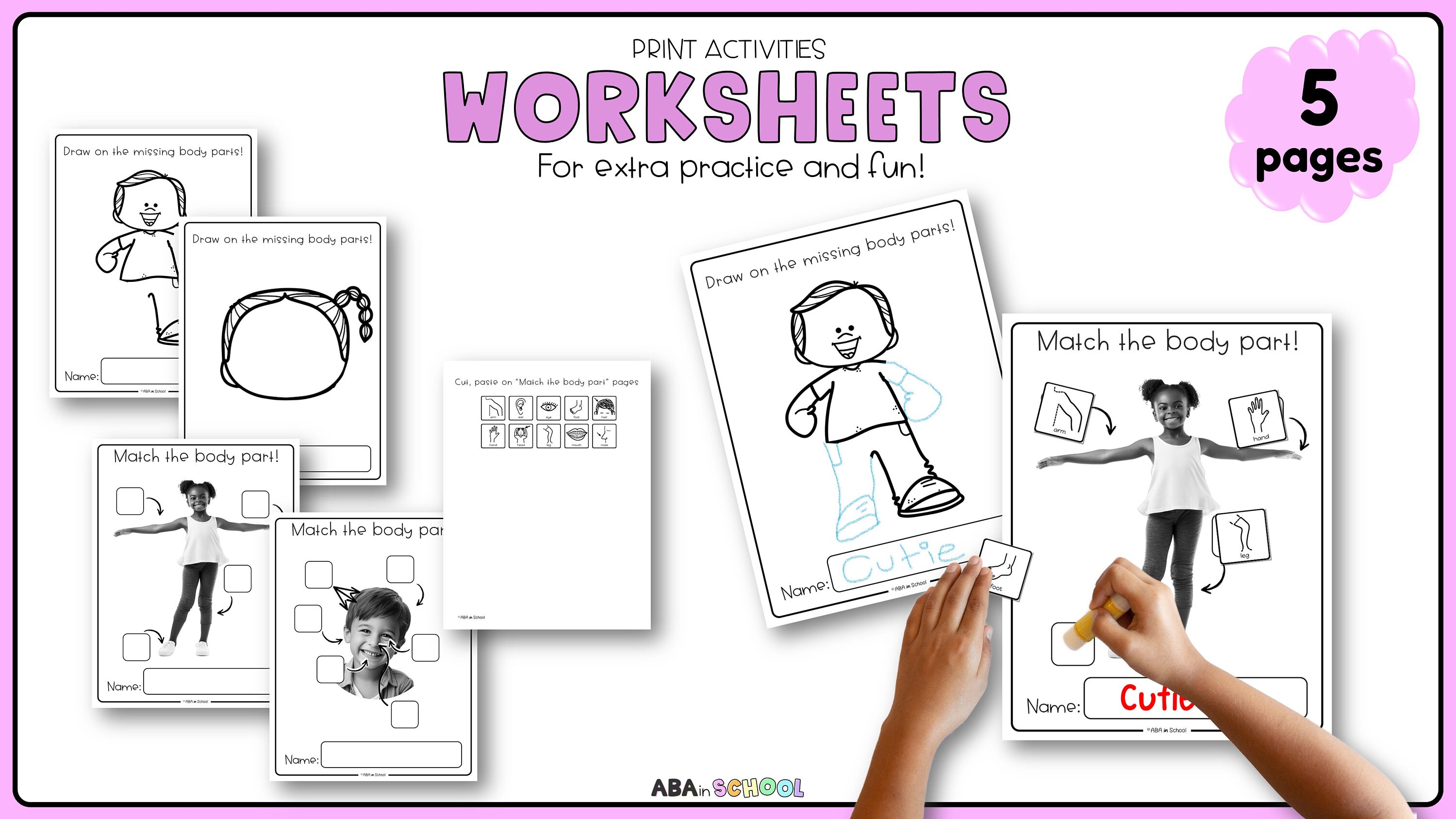 Receptive Identification BODY PARTS Vocabulary Activity ABLLS ...