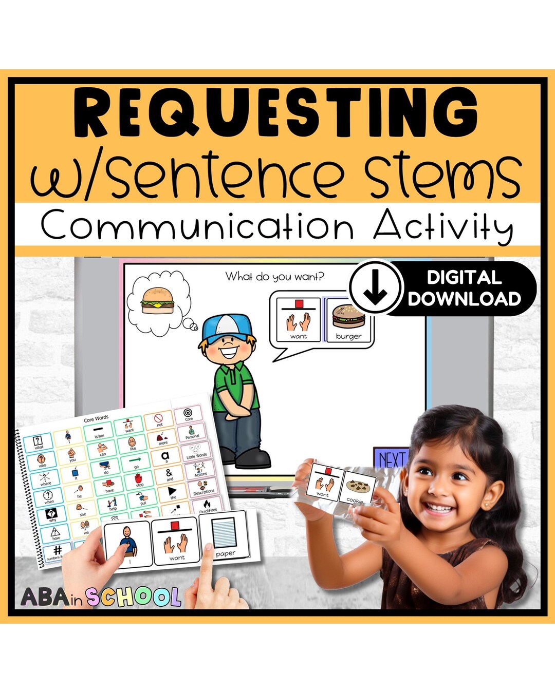 Requesting With Sentence Stems Activities Speech Therapy ABA Special ...