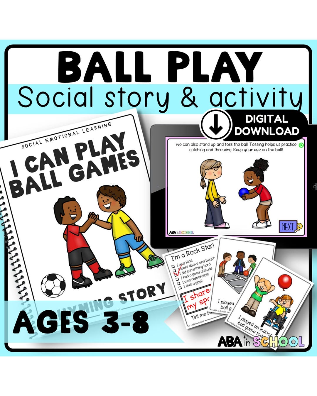 Ball Games Social Story & Activities: Friendship, Turn-taking SEL ...