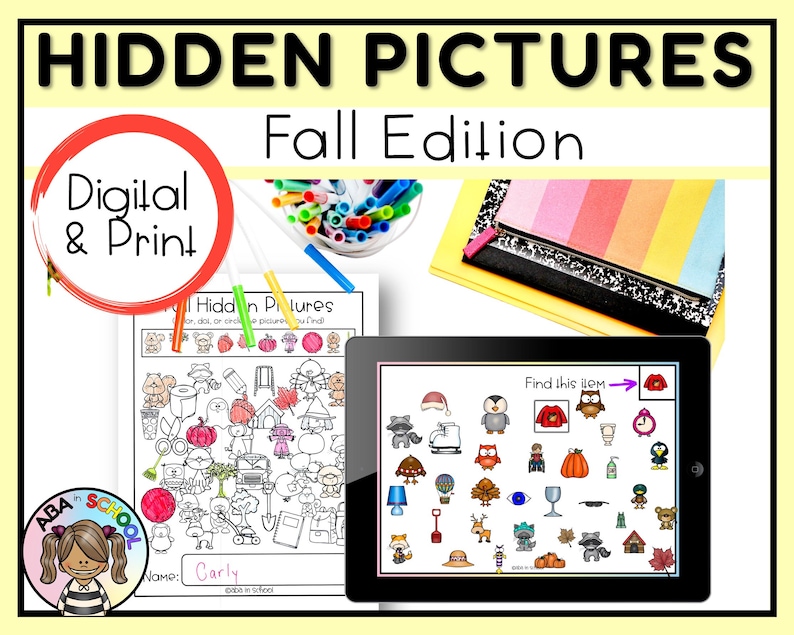 FALL Hidden Pictures Scavenger Hunt Preschool Activity Digital - Etsy