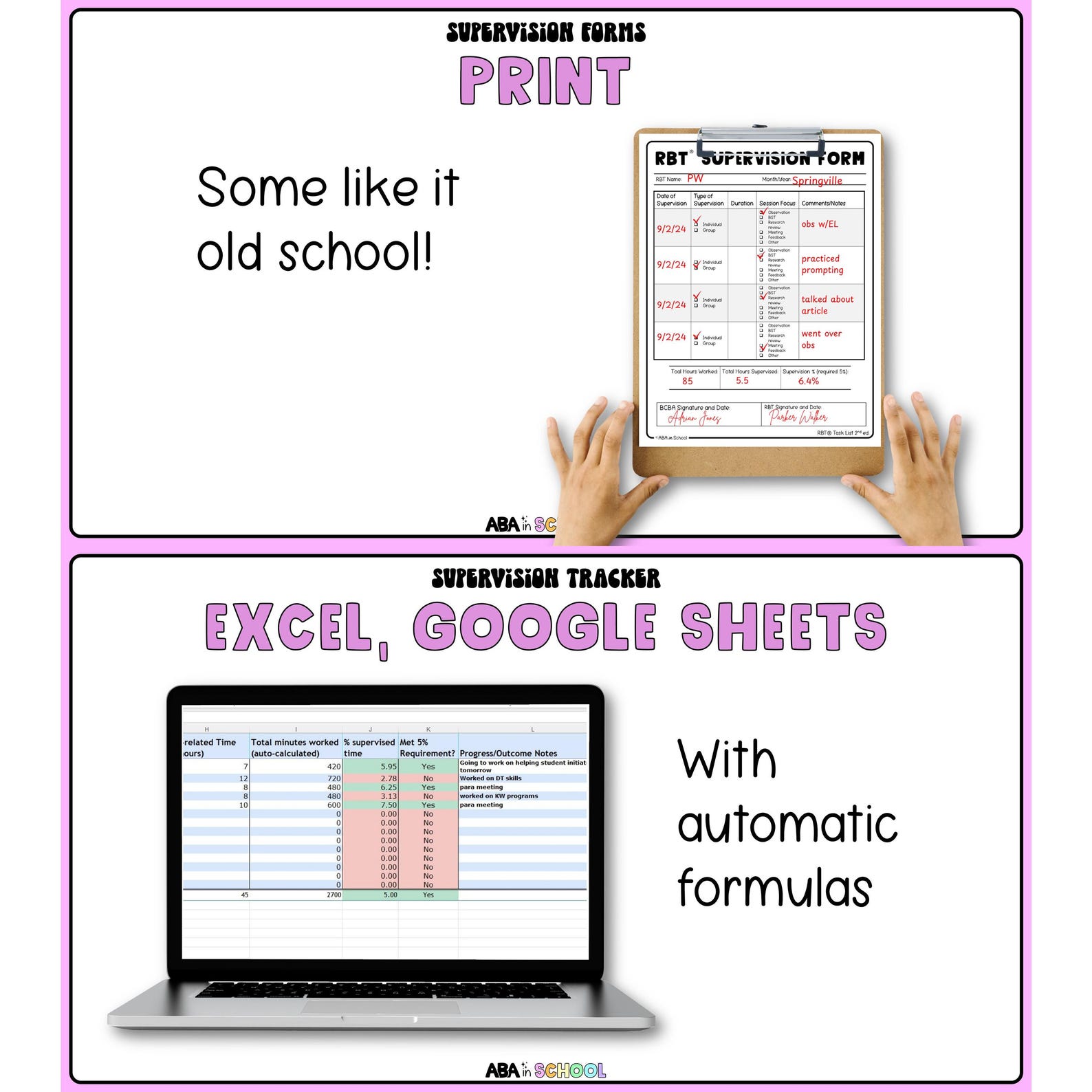 RBT Supervision Tracker - Classroom Behavior Observation Form - Data ...