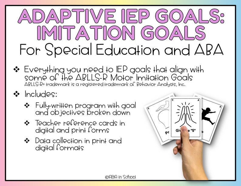 Adaptive IEP Goals With Data Collection IMITATION Special Education ...