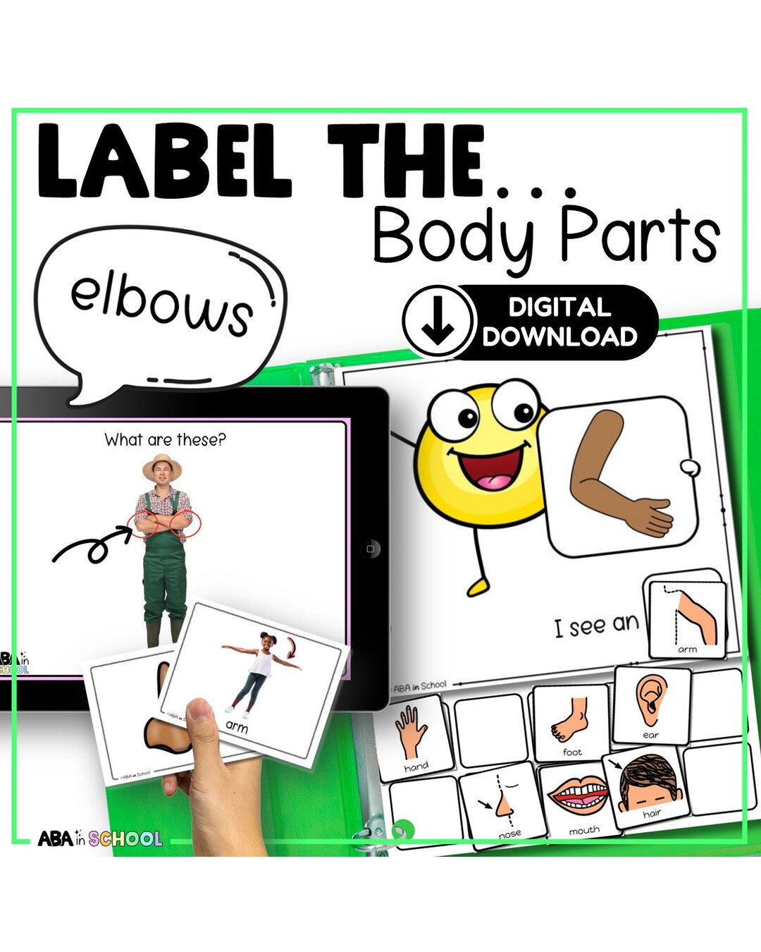 Identifying Nouns Body Parts Expressive Vocabulary Activities & ABA ...