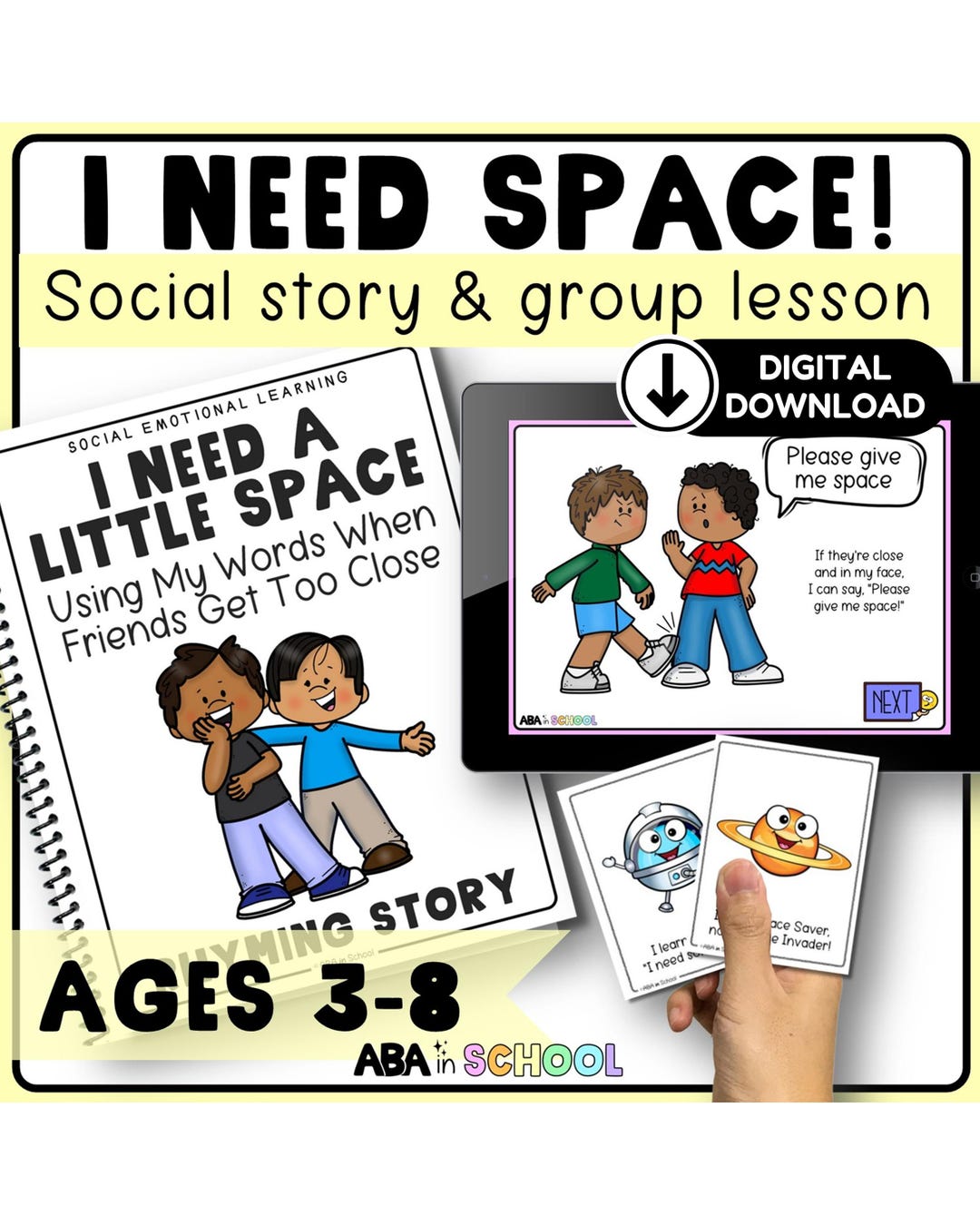 Give Me Space Social Story - Playing With Friends Stories Emotional ...