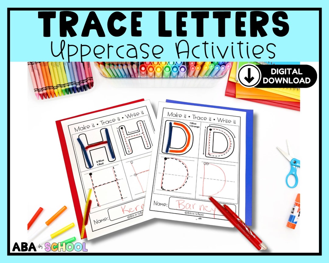 Alphabet Tracing | Uppercase Letters Tracing | Letter Worksheets - Etsy