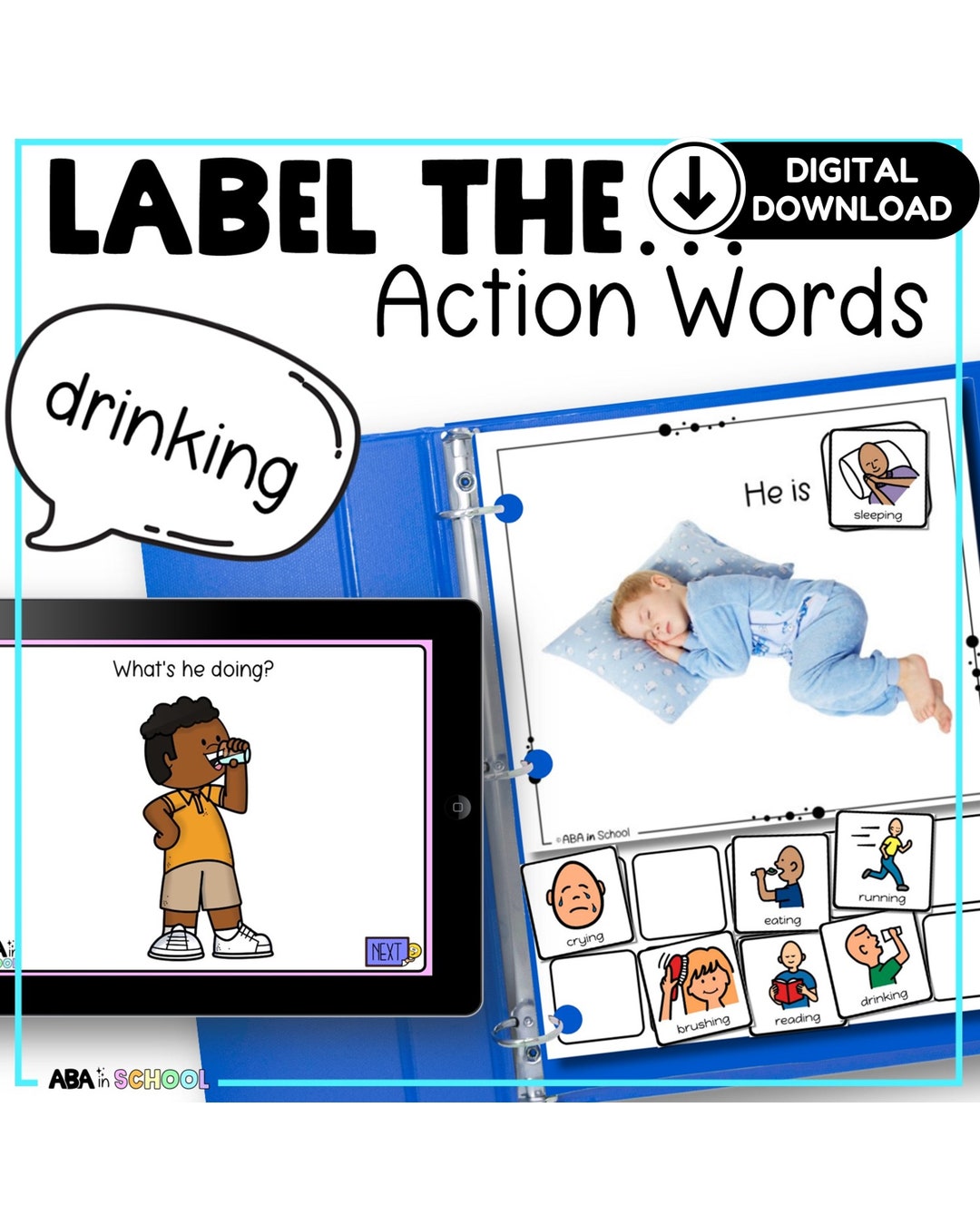 Labeling Actions - Identifying Actions and Verbs Flashcards - ABLLS ...