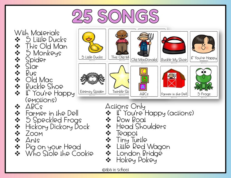Circle Time Songs Printable