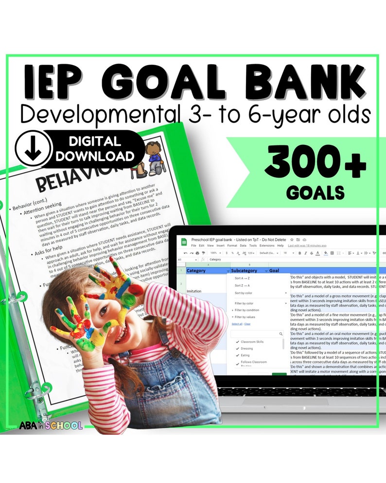 IEP Goal Bank: Preschool & Pre-k Special Education (digital Download ...