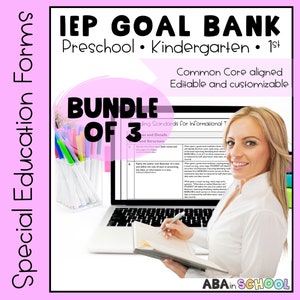 Common Core Standards IEP Goal Bank Preschool and Kindergarten - Etsy
