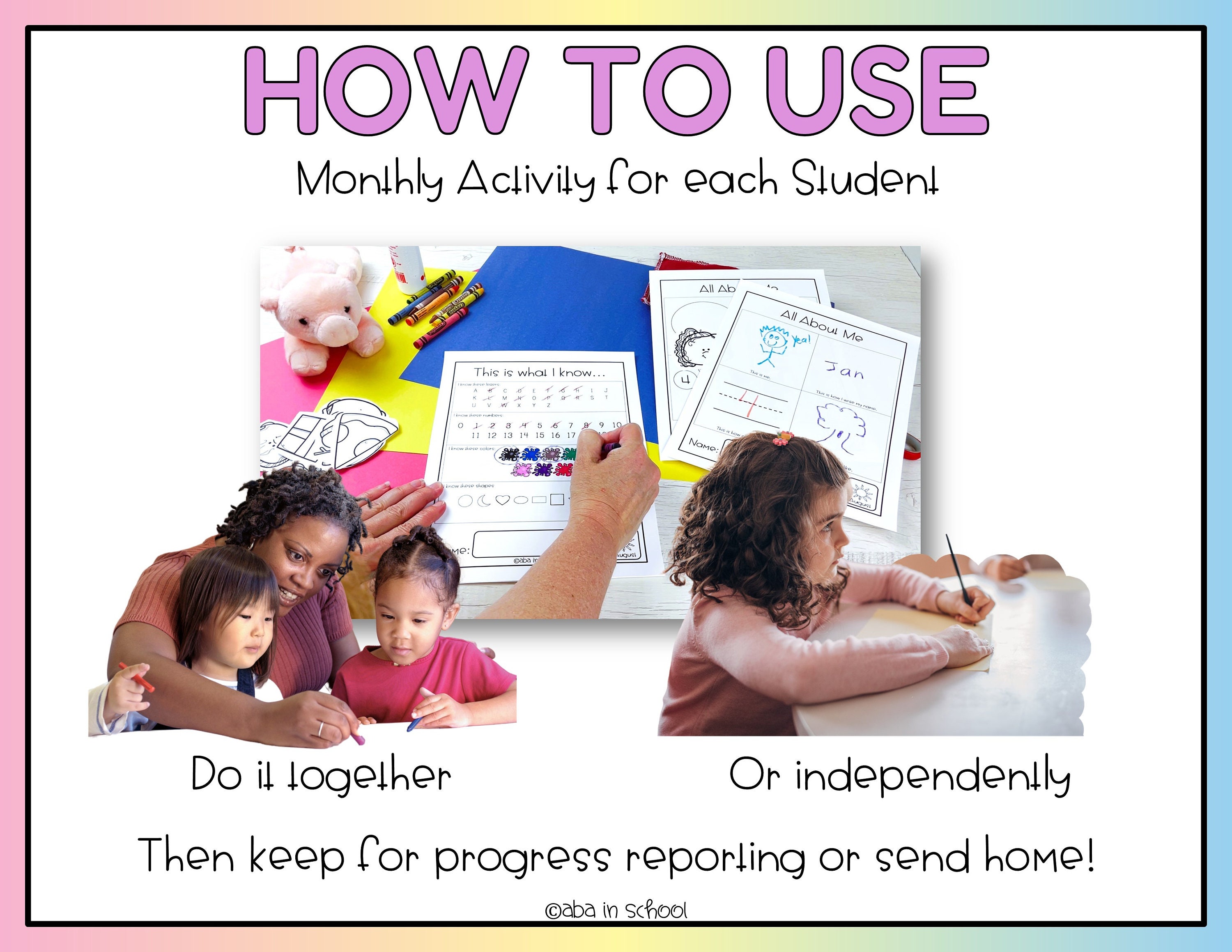 Preschool All About Me Worksheets and Quick Monthly Assessment Special ...