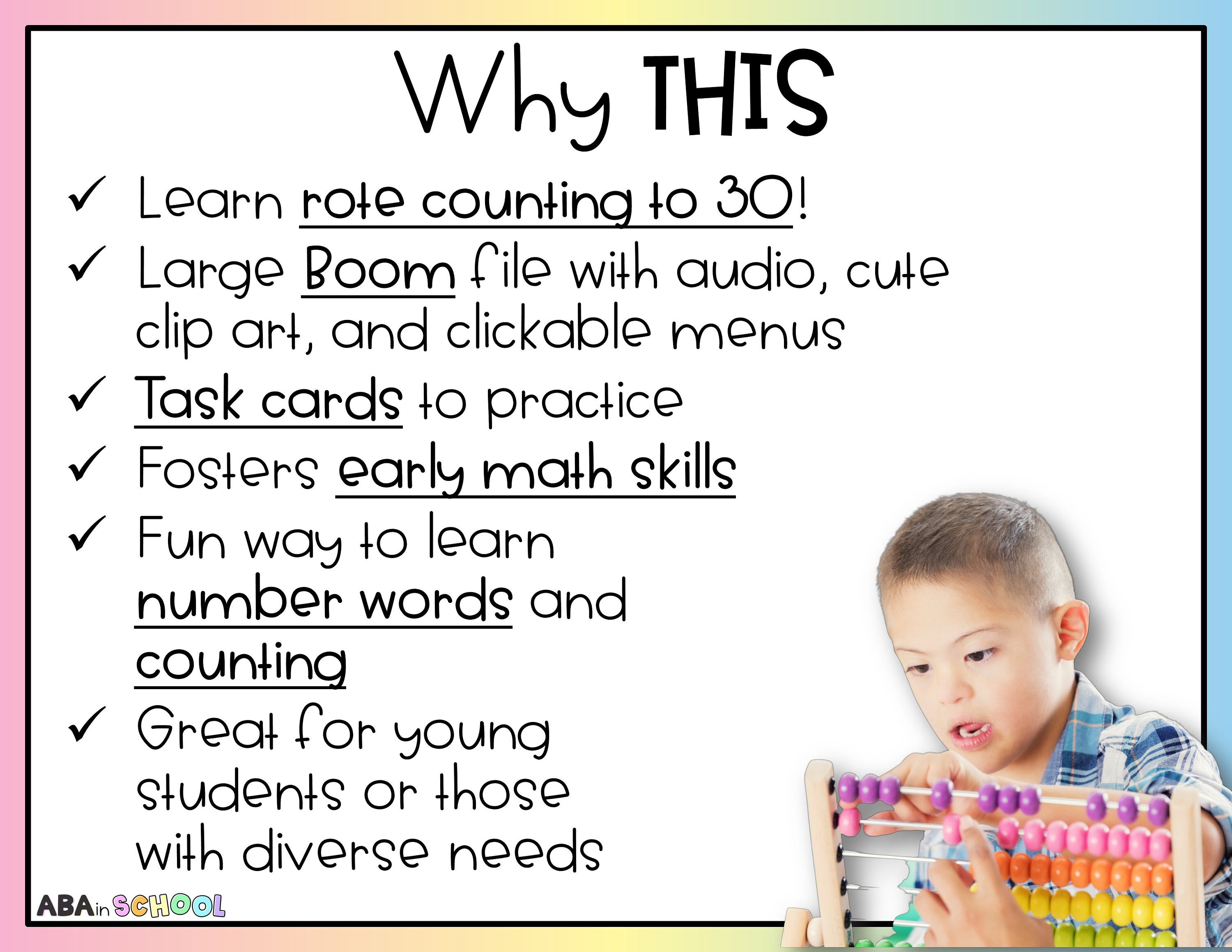 Rote Counting to 30 Preschool Math Special Education and ABA Activity ...