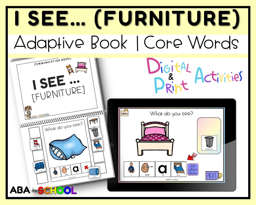 Furniture Vocabulary Adaptive Book - AAC Core Words (digital & Print ...