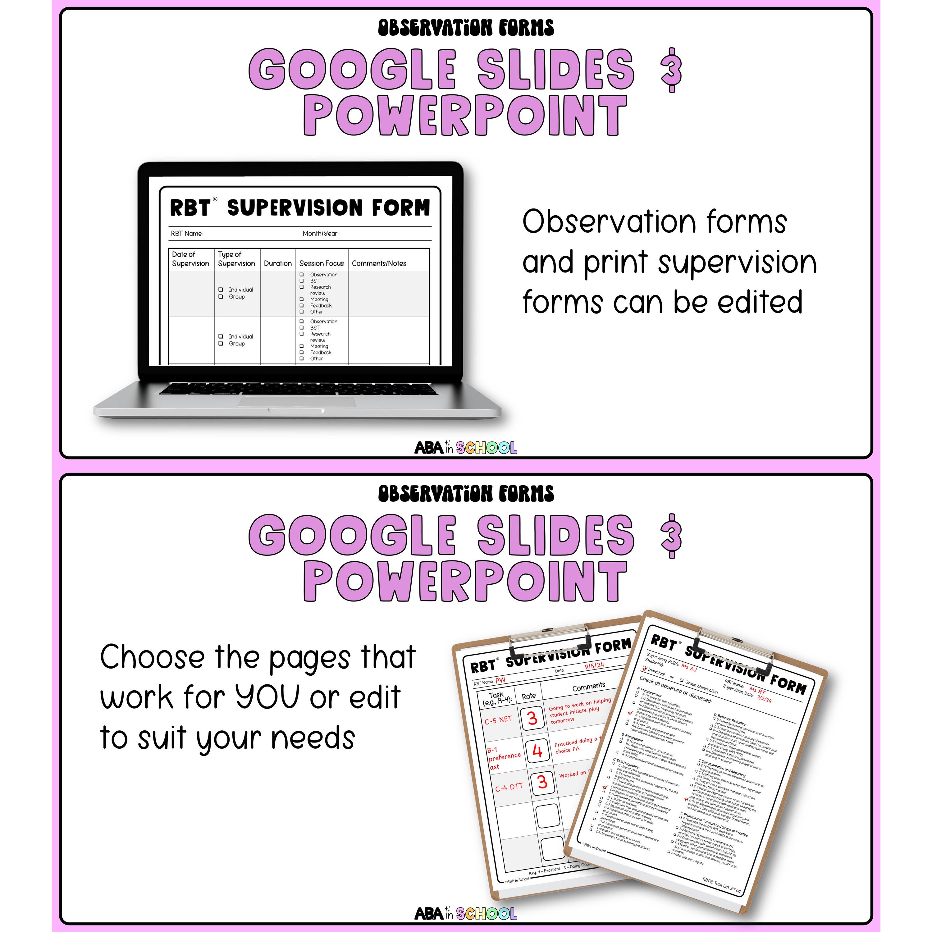 RBT Supervision Tracker - Classroom Behavior Observation Form - Data ...