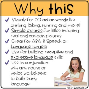 Action Verb Flashcards for Task Cards Activities Speech and Language ...