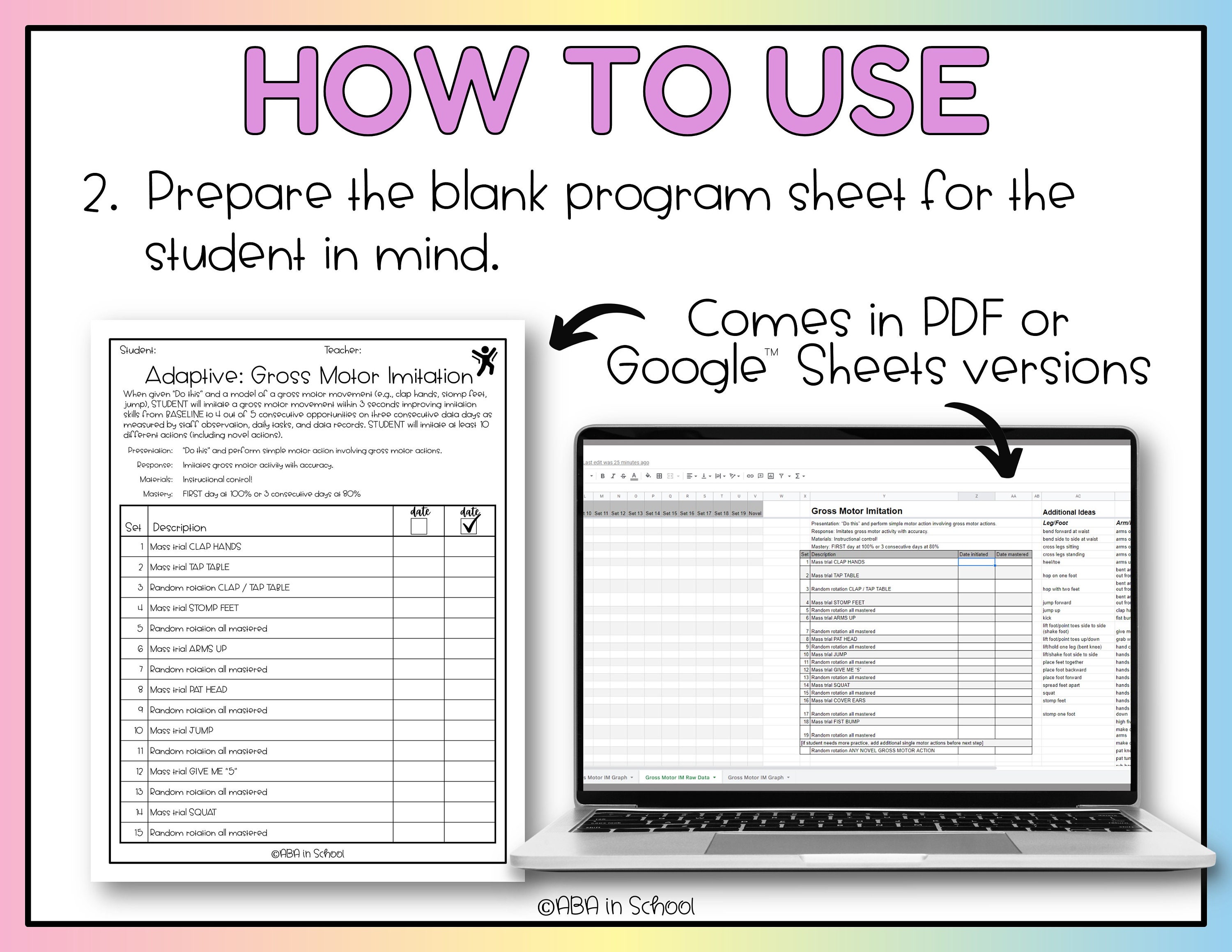 Adaptive IEP Goals With Data Collection IMITATION Special Education ...