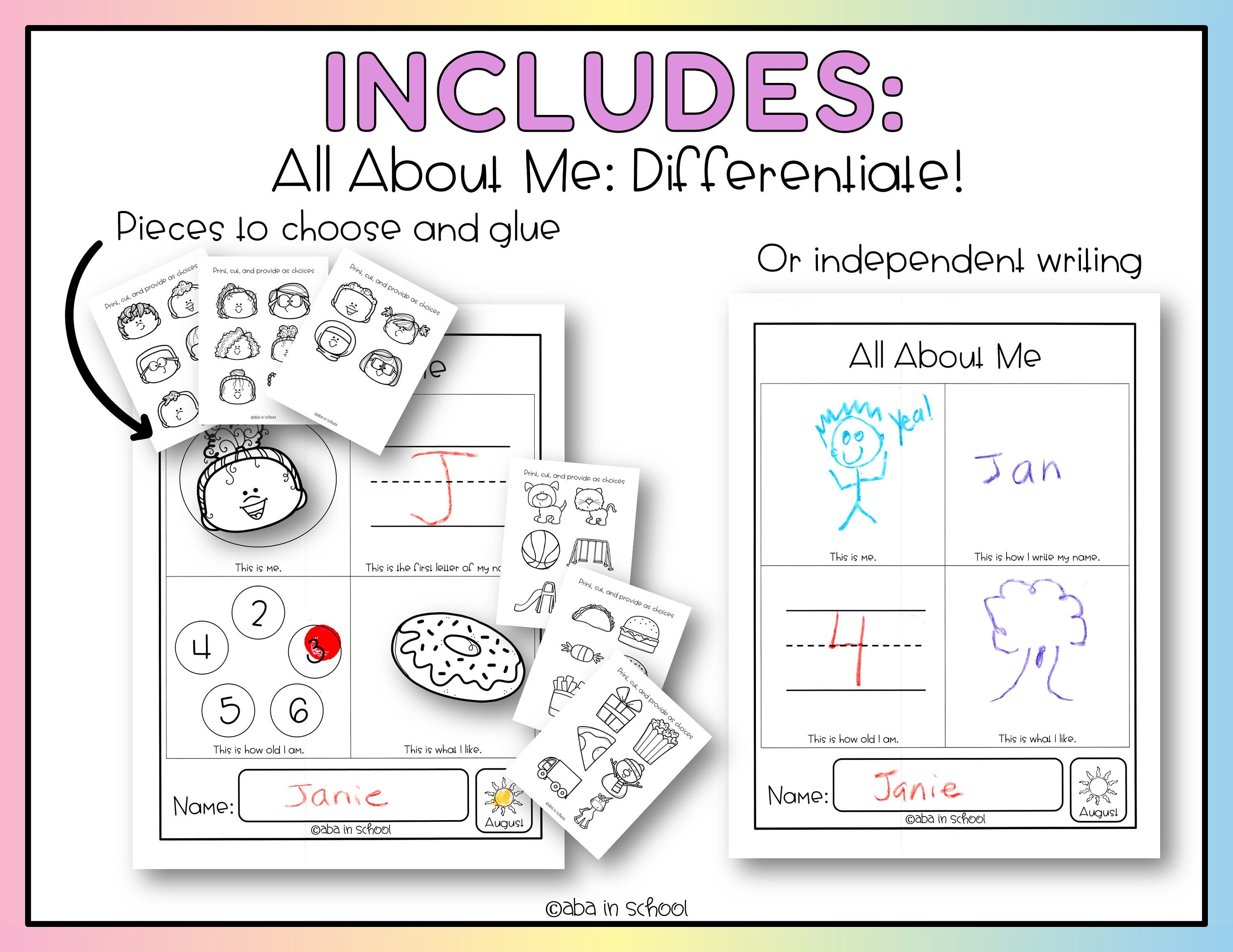 Preschool All About Me Worksheets and Quick Monthly Assessment Special ...