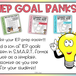 Common Core Standards IEP Goal Bank Preschool and Kindergarten - Etsy