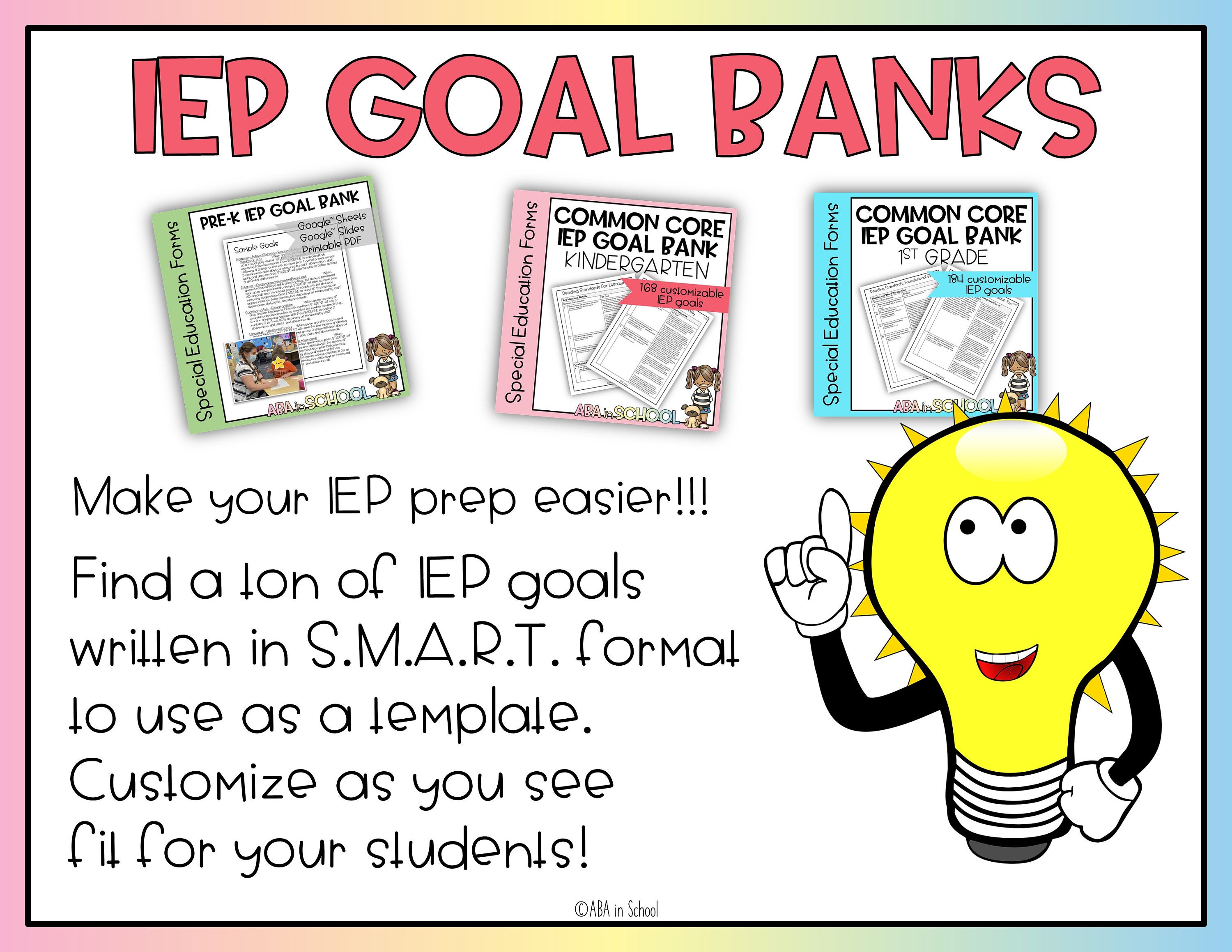 Common Core Standards IEP Goal Bank Preschool and Kindergarten - Etsy