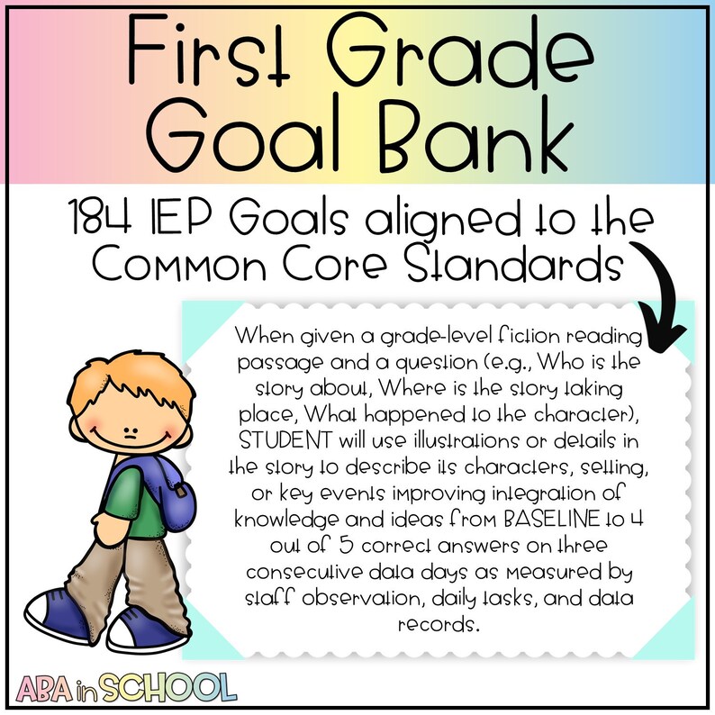 Common Core Standards IEP Goal Bank Preschool and Kindergarten - Etsy