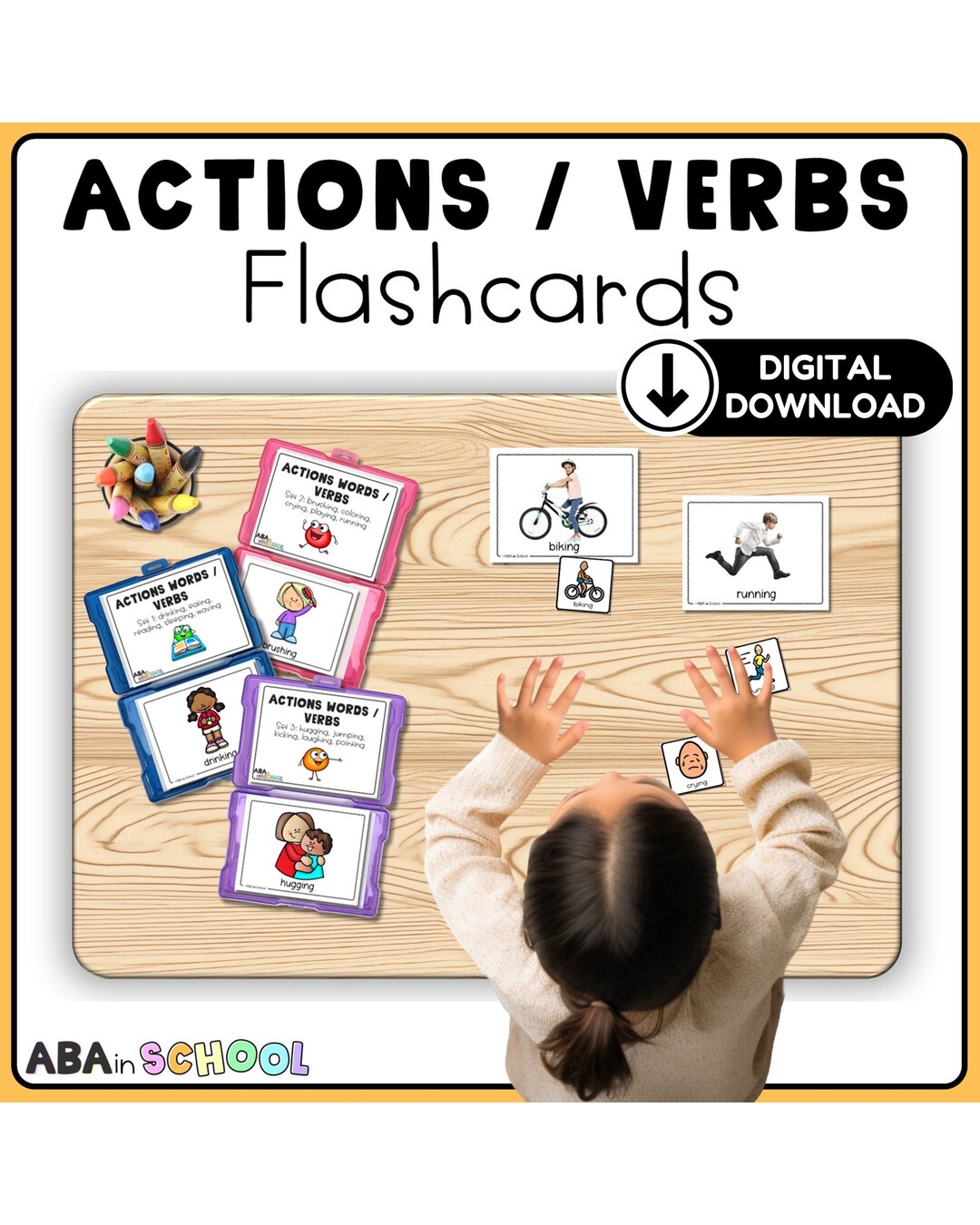 Action Verb Flashcards for Task Cards Activities Speech and Language ...