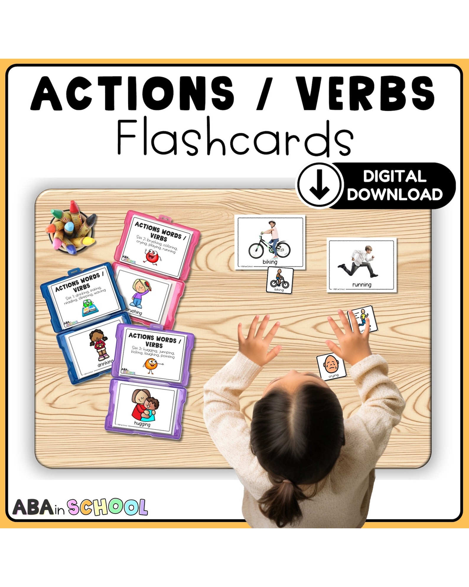 Action Verb Flashcards for Task Cards Activities Speech and Language ...
