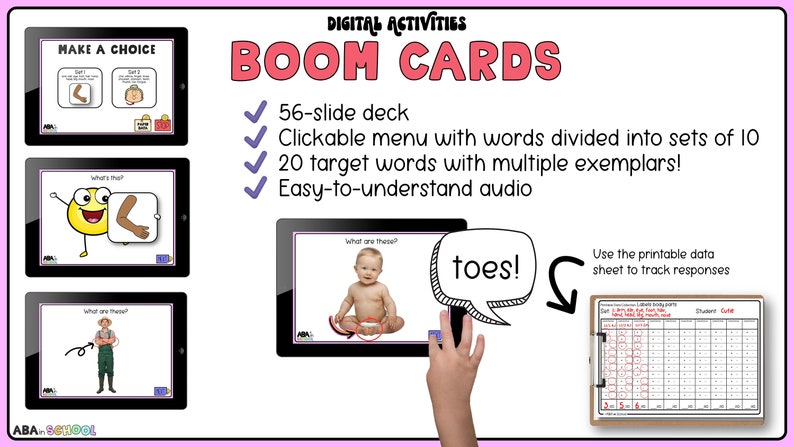 Identifying Nouns Body Parts Expressive Vocabulary Activities & ABA ...