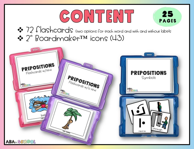 Prepositions Flashcards for Task Cards Activities and Speech Therapy ...