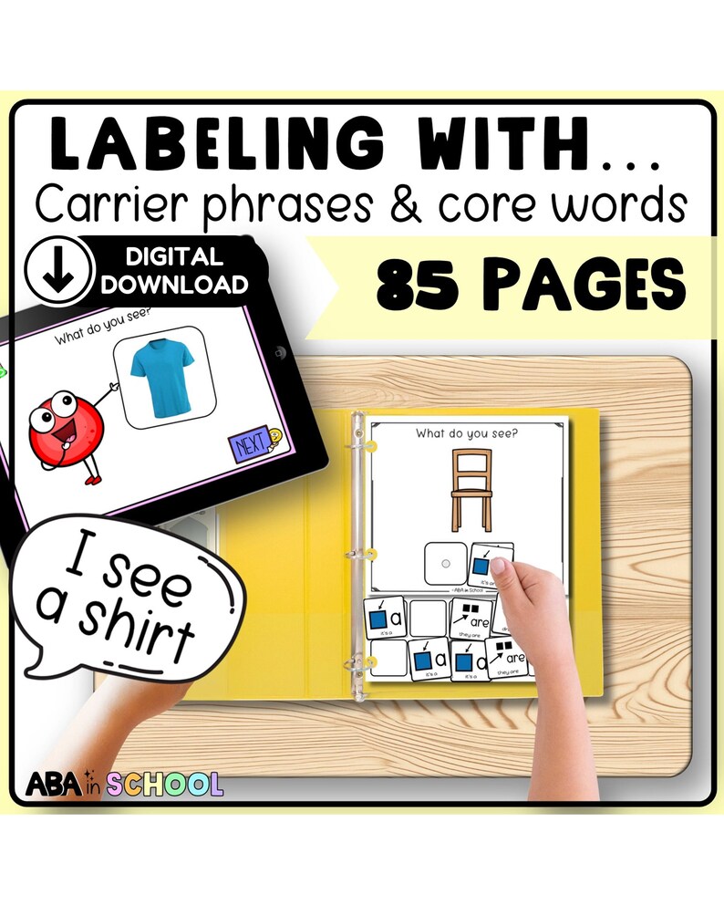 Labeling With Carrier Phrases Describing Objects Speech Therapy or ABA ...